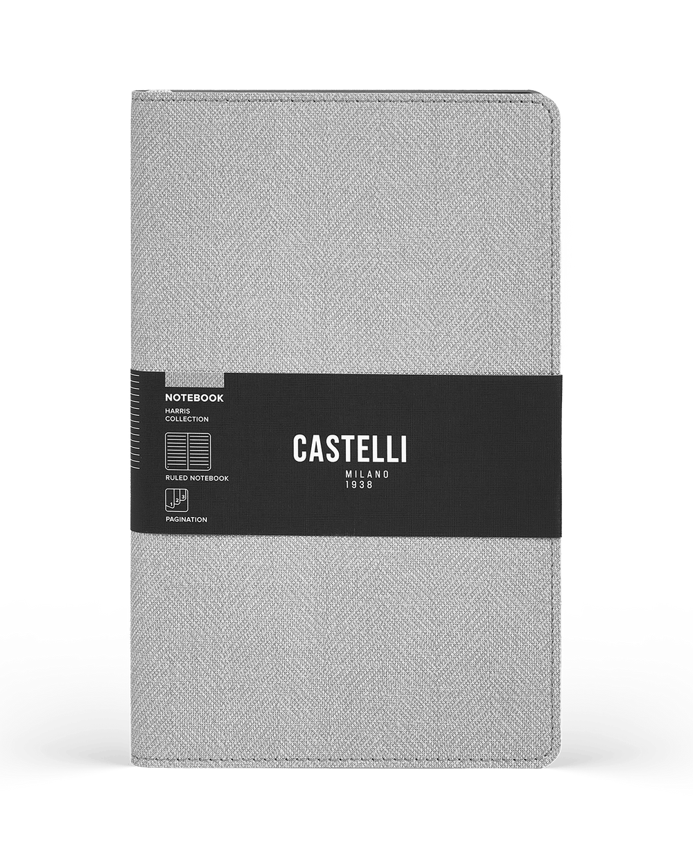 Carnet CASTELLI MILANO Harris Cloudy Grey - 13 x 21 cm - Ligné