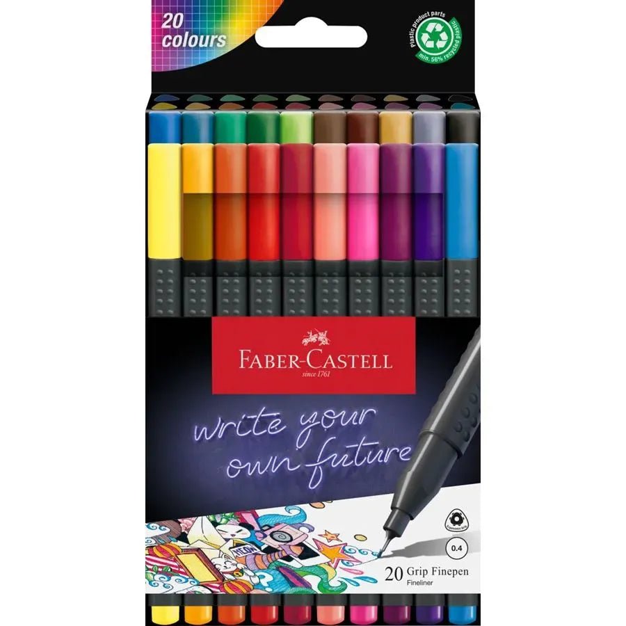 Feutres à pointe fine GRIP FINEPEN - Étui 20 couleurs - FABER-CASTELL